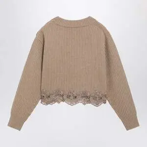 Chloé Wool-cashmere Cropped Turtleneck Sweater - Brown