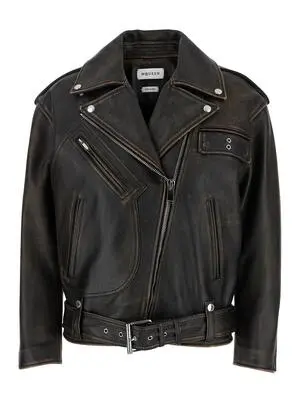 Alexander McQueen Antiqued Leather Biker Jacket - Multicolor