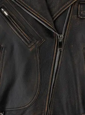 Alexander McQueen Antiqued Leather Biker Jacket - Multicolor
