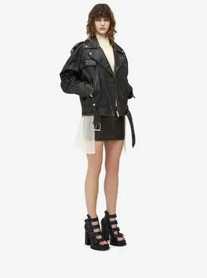 Alexander McQueen Antiqued Leather Biker Jacket - Multicolor