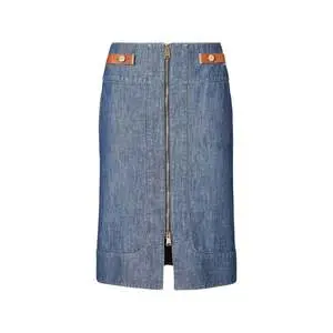 Fendi Cotton Denim Midi Skirt - Blue