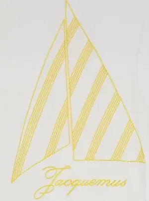 Jacquemus The 'voilier' White T-shirt With Sailboat Embroidery And Logo Lettering On The Front In Cotton For