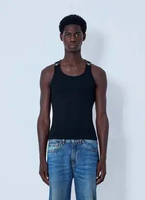 JEAN PAUL GAULTIER Ribbed Tank Top With Metal Hardware - Black