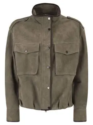 BRUNELLO CUCINELLI Brunello Cucinelli Women Suede Utility Jacket With Patch Pockets