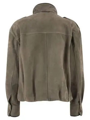 Brunello Cucinelli Suede Utility Jacket With Patch Pockets