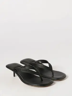Bottega Veneta Sampieri Rubber Thong Sandals With Medium Stiletto Heel - Black