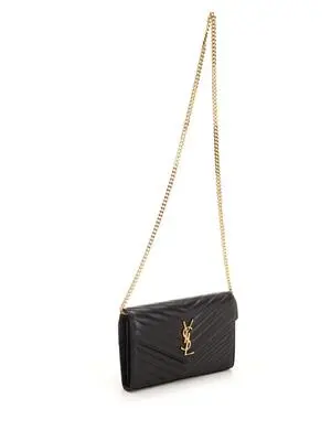 Saint Laurent Cassandre Wallet On Chain - Black