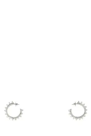 Amina Muaddi Embellished Metal Big Karma Earrings - Silver