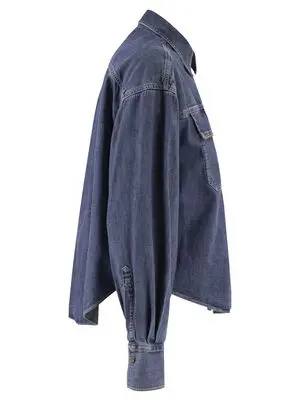 Brunello Cucinelli Cropped Denim Shirt With Patch Pockets
