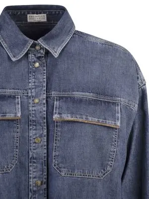 Brunello Cucinelli Cropped Denim Shirt With Patch Pockets