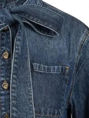 SELF-PORTRAIT Shirt With Bow - Blue