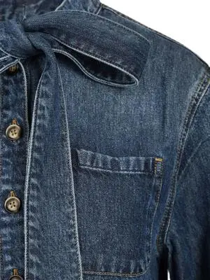 SELF-PORTRAIT Shirt With Bow - Blue