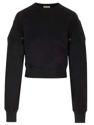 Saint Laurent Cropped Sweatshirt - Black