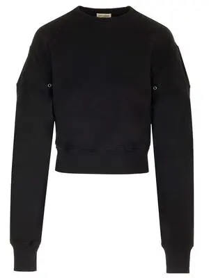 Saint Laurent Cropped Sweatshirt - Black