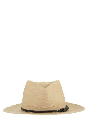 Brunello Cucinelli Straw Fedora With Precious Leather Band - Cream