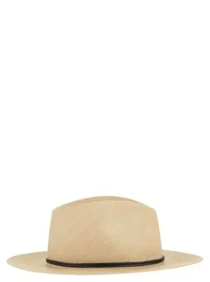 Brunello Cucinelli Straw Fedora With Precious Leather Band - Cream