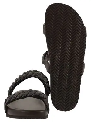 Brunello Cucinelli Leather Slide Sandals With Braided Straps