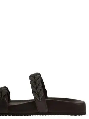 Brunello Cucinelli Leather Slide Sandals With Braided Straps