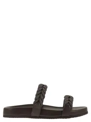 BRUNELLO CUCINELLI Brunello Cucinelli Women Leather Slide Sandals With Braided Straps
