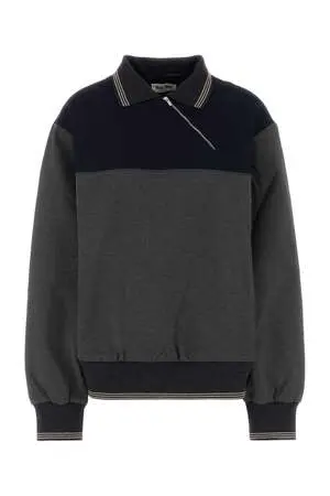 Miu Miu Two-tone Stretch Viscose Blend Oversize Polo Shirt - Multicolor