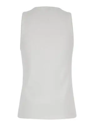Bottega Veneta White Ribbed Tank Top With U Neckline In Cotton - Multicolor