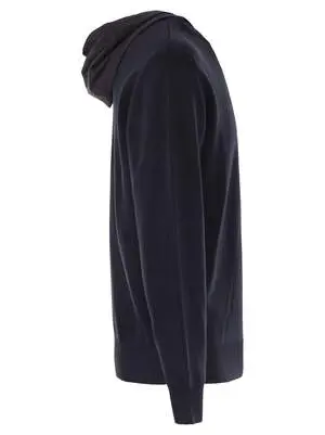 Herno Double Cotton Knit And Nylon Hoodie - Blue