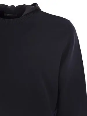 Herno Double Cotton Knit And Nylon Hoodie - Blue