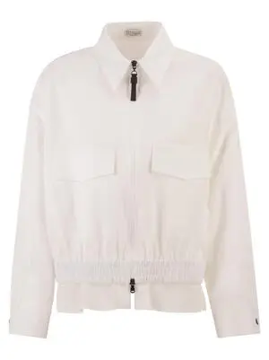 Brunello Cucinelli Cotton Canvas Outerwear With Shiny Zip Pull