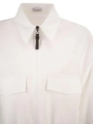 Brunello Cucinelli Cotton Canvas Outerwear With Shiny Zip Pull