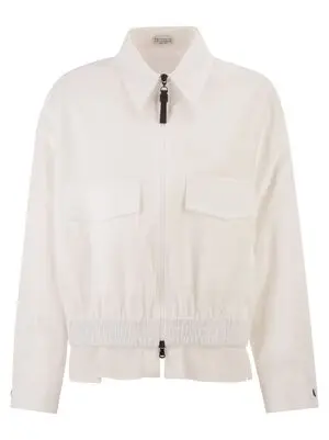 Brunello Cucinelli Cotton Canvas Zip-up Outerwear - White