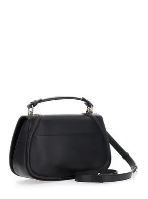Gucci Blondie' Handbag With Gg Logo Plaque On The Front In Leather - Black