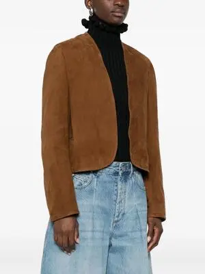 Alaïa Short Suede Blazer - Brown