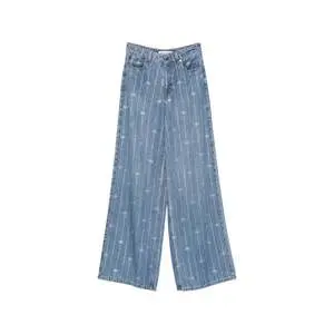 SELF-PORTRAIT Denim Wide-leg Jeans - Blue