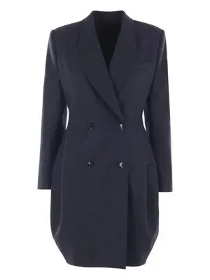 Alaïa Double-breasted Rounded Coat - Blue