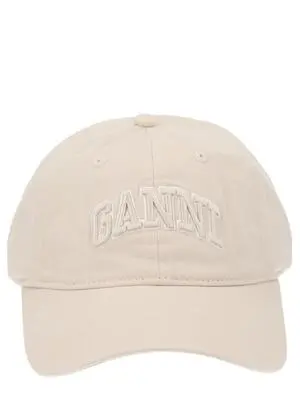 GANNI Baseball Hat With Logo - Cream