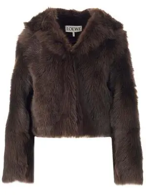 Loewe Shearling Hooded Jacket - Brown