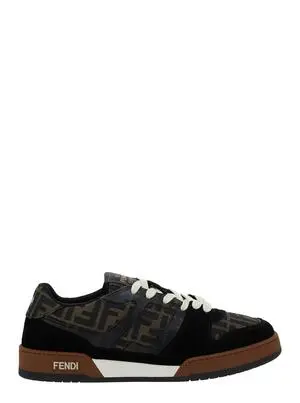 Fendi Sneaker 'match' With Logo Patch On The Tongue And Ff All-over Motif In Leather For - Brown