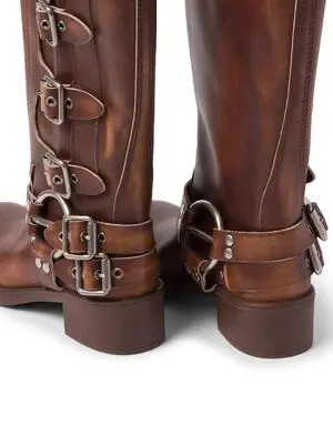 Miu Miu Leather Boots - Brown
