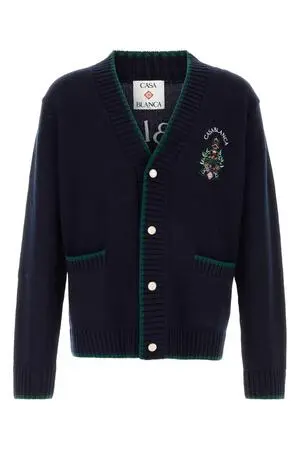 Casablanca Navy Wool Blend Cardigan - Blue