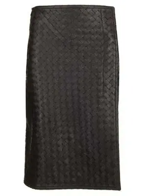 Bottega Veneta Leather Pencil Skirt - Brown