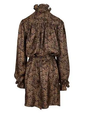 Saint Laurent Paisley Pattern Silk Twill Dress