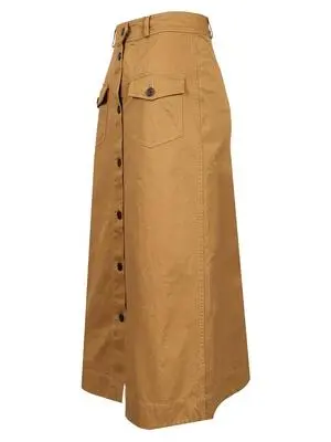 Saint Laurent Cotton Midi Skirt - Brown