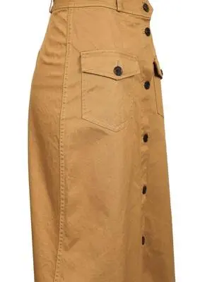 Saint Laurent Cotton Midi Skirt - Brown