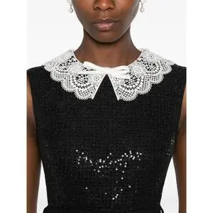SELF-PORTRAIT Sequin Embellished Bouclé Cocktail Dress - Black