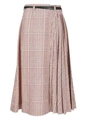 Bottega Veneta Checked Midi Skirt