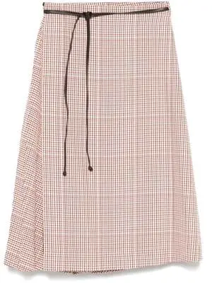 Bottega Veneta Checked Midi Skirt