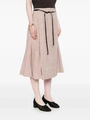Bottega Veneta Checked Midi Skirt
