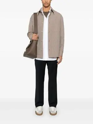 Fendi Topstitched Roma Lettering Cotton Shirt
