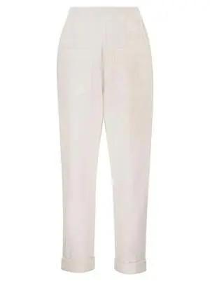 Brunello Cucinelli Stretch Cotton Gabardine Jogging Trousers - White