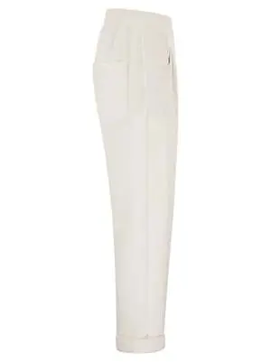 Brunello Cucinelli Stretch Cotton Gabardine Jogging Trousers - White